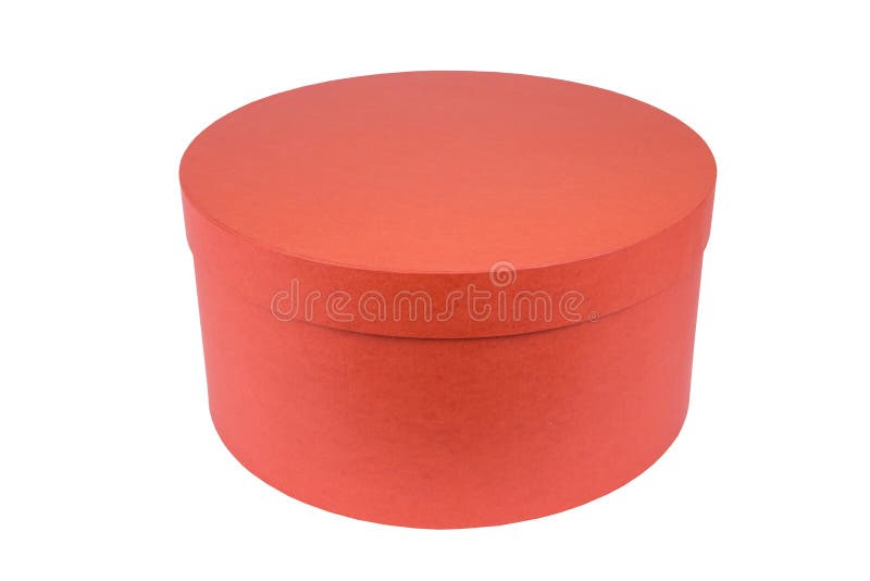 Closed Red Gift Box Round Shape Made Cardboard Isolated White ...