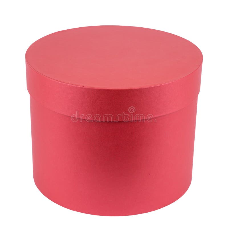 Closed Red Gift Box Round Shape Made Cardboard Isolated White ...
