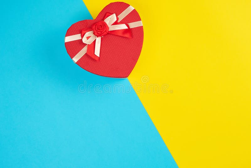 Closed Red Heart-shaped Box, Top View Stock Photo - Image of yellow ...