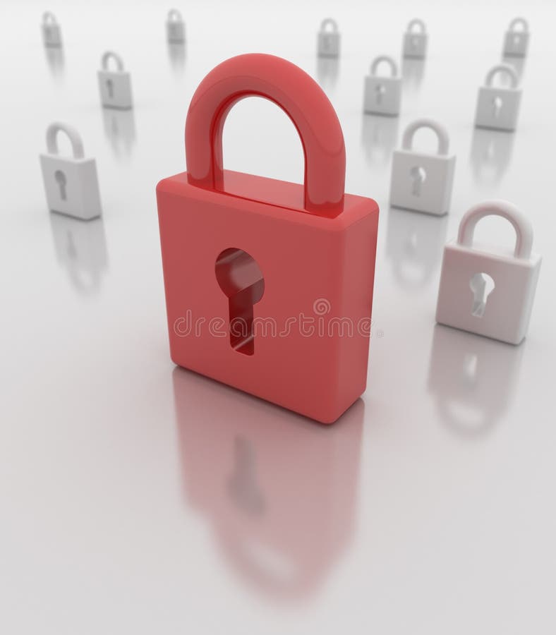 Closed red padlock stock illustration. Illustration of generated - 25531266