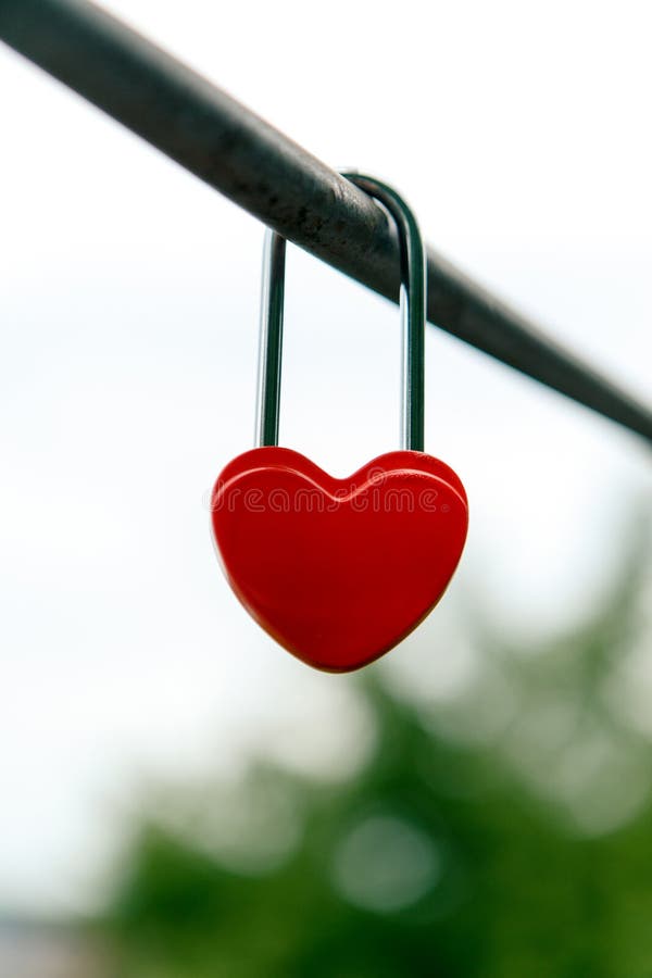 The Closed Red Padlock in the Form of Heart Stock Photo - Image of ...