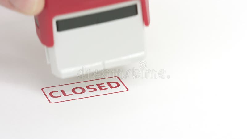 CLOSED Red Rubber Stamp on the Paper Stock Image - Image of documental ...