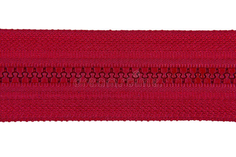 Closed Red Zipper Isolated on White Background. Red Zipper for Tailor ...
