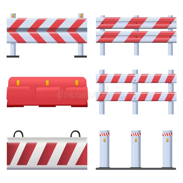 Closed Road Blocks Striped Red Obstacles Wrong Vol 01 Stock Vector ...