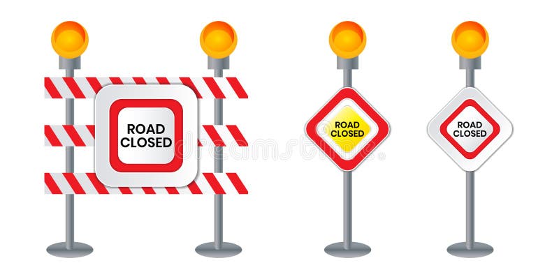 Road Closed Signs Flat Icon for Apps or Website Stock Vector ...