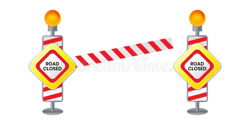 Closed Road Sign for Barrier Construction Marking Stock Vector ...