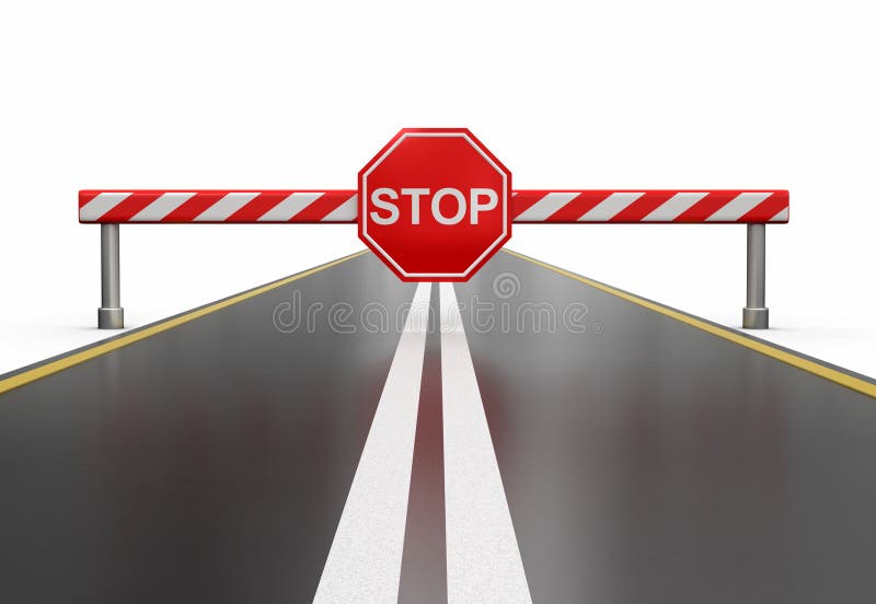 Closed Road with Stop Sign (clipping Path Included) Stock Illustration ...