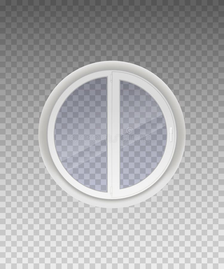 Closed Arched Window with Transparent Glass in a White Frame. Isolated ...