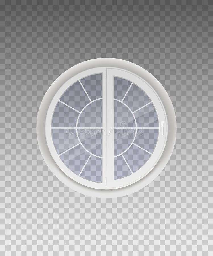 Closed Round Window with Transparent Glass in a White Frame. Isolated ...