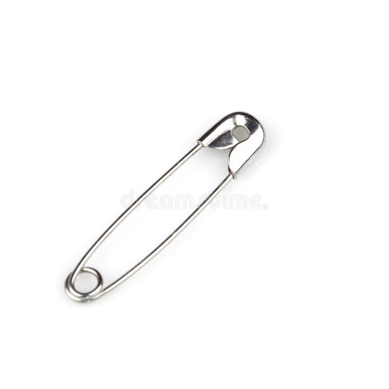 One Safety Pin Isolated on White Background, Close Up Stock Photo ...