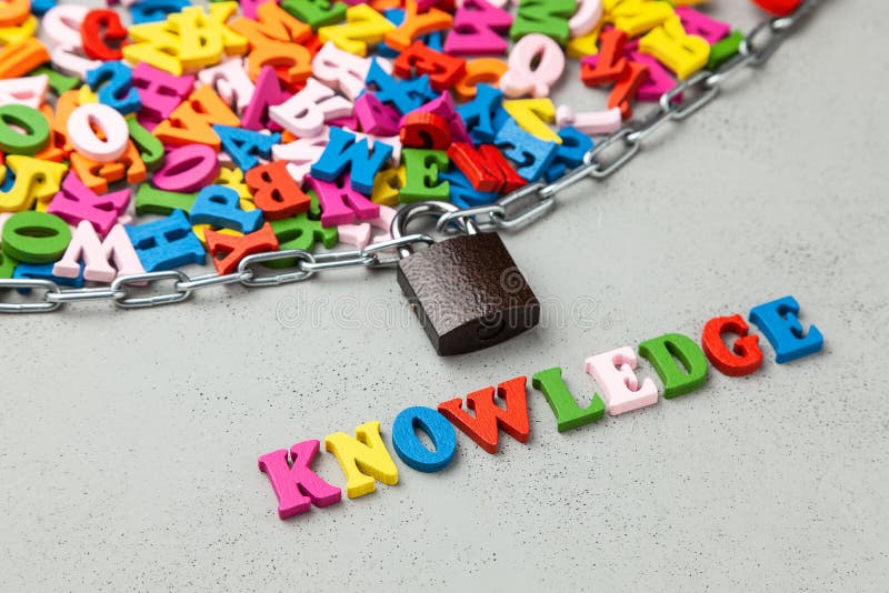 Closed Secret Knowledge. Letters of Information Symbol Wrapped in Chain ...