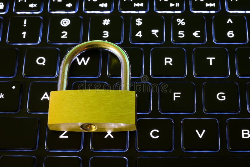 Closed Security Lock on Backlit Computer Keyboard Stock Image - Image ...