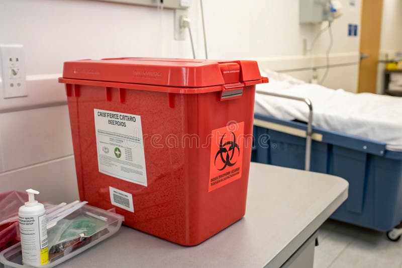 A Closed Sharps Disposal Container Stock Illustration - Illustration of ...
