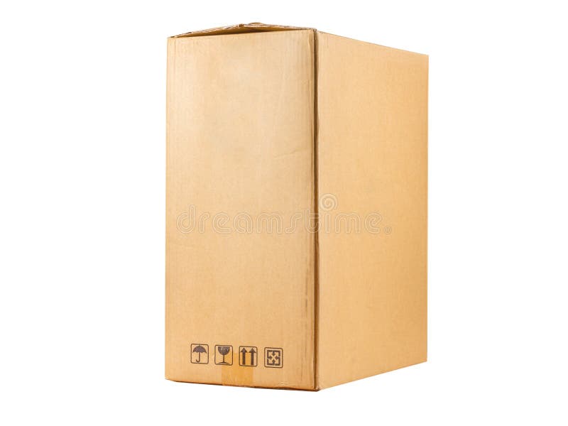Closed Shipping Cardboard Box Isolated Stock Image - Image of view ...