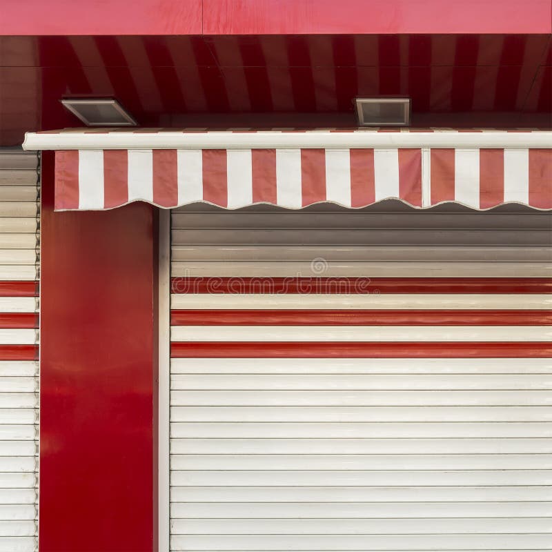Closed shop roller shutter stock photo. Image of metallic - 298296016