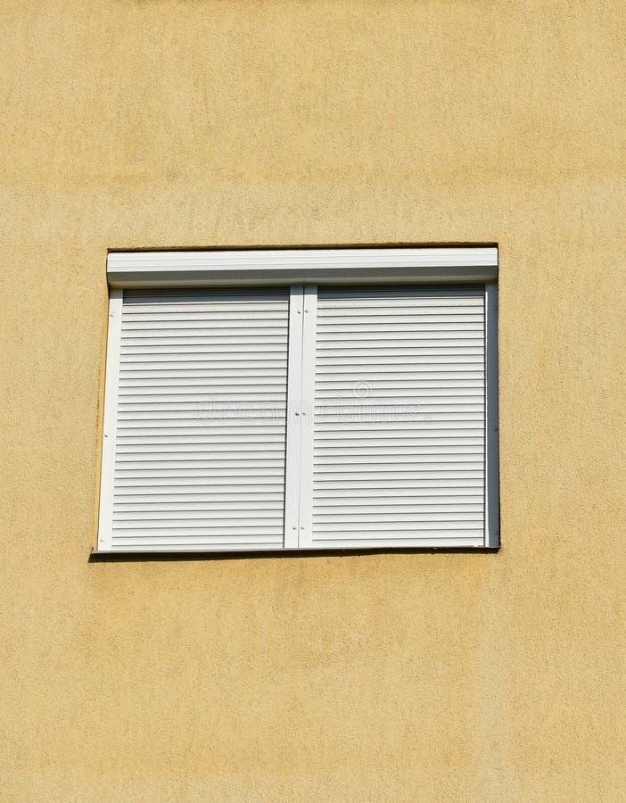 Closed Shutters on the Window Stock Photo - Image of building, plastic ...