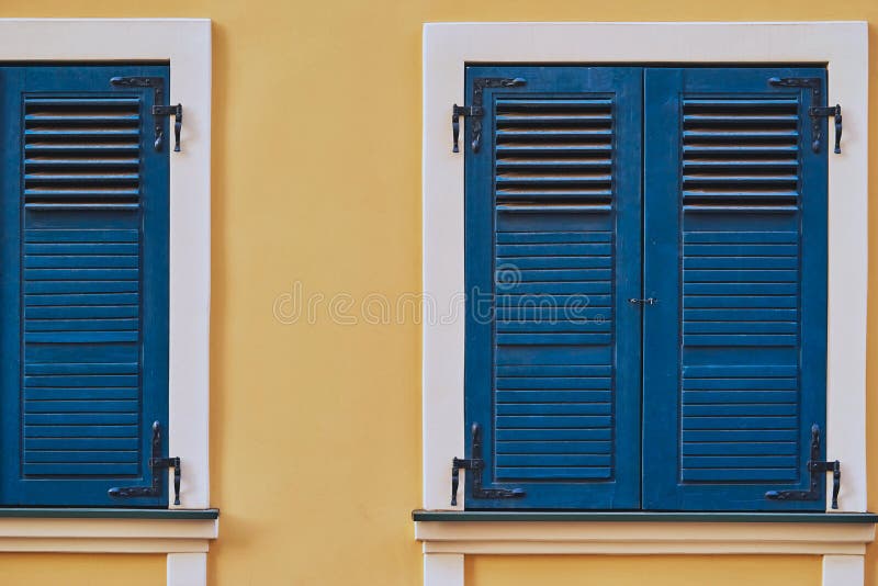 Closed Shutters on Windows Closeup Stock Image - Image of color ...