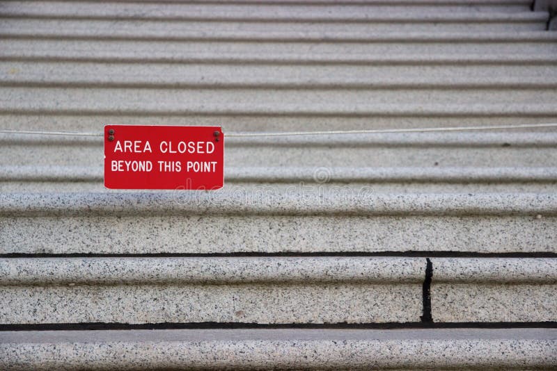 Closed Sign Blocking Off Staircase Stock Photo - Image of sign, grey ...