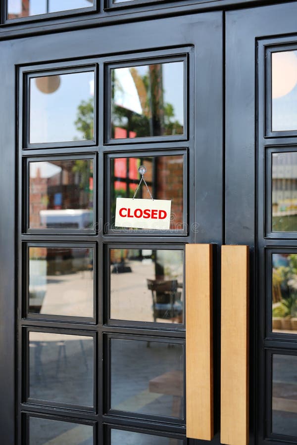 Closed Sign Board Hanging on Door of Cafe Stock Image - Image of coffee ...