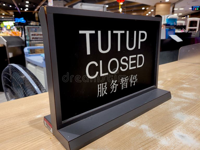 Closed Signboard on the Counter. Stock Image - Image of economy, close ...