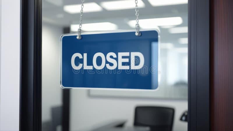 A "Closed" Sign Hangs on a Glass Door Stock Photo - Image of closing ...