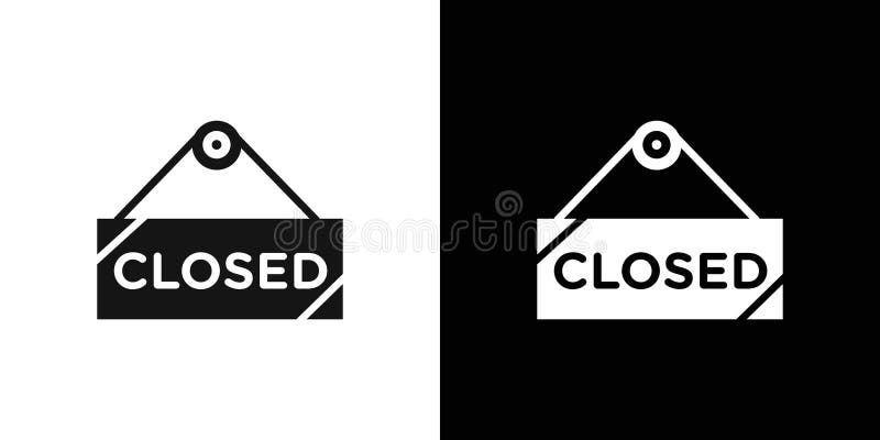 Closed Sign Icon Flat Vector Set Outline Stock Vector - Illustration of ...
