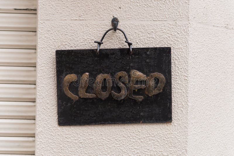 Closed sign in a shop stock image. Image of glass, hang - 146368175