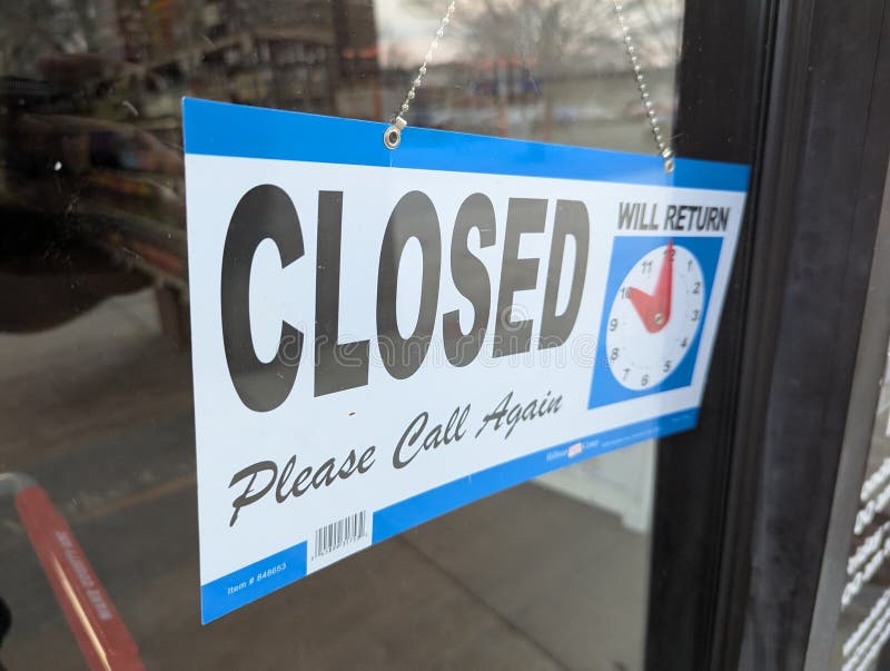 Closed Sign Store Post Will Return Please Call Again Empty Abandoned ...