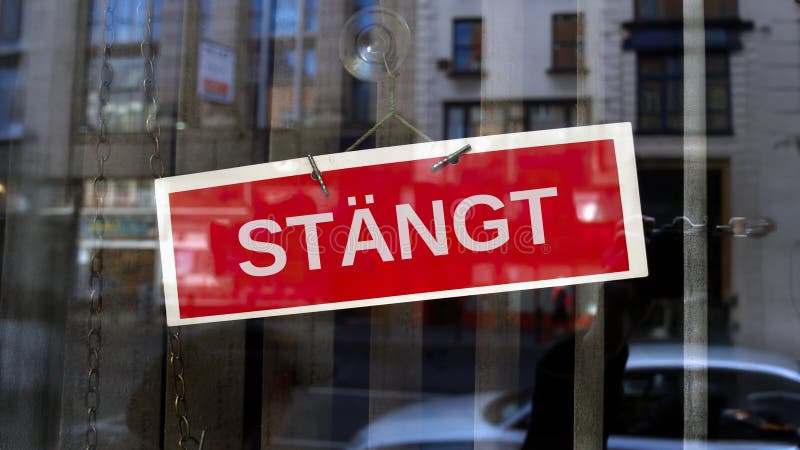 Closed sign in Swedish stock image. Image of street - 371318091