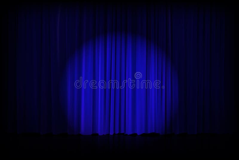 Closed Silky Luxurouse Blue Curtain Stage Backdrop with Backlight ...