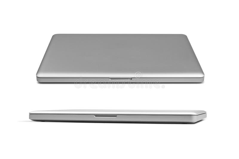 Closed Silver Laptop Isolated on White Stock Photo - Image of white ...