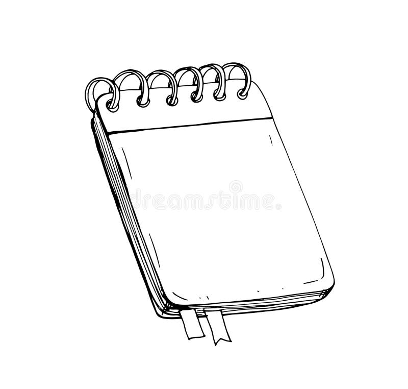 Closed Spiral Notebook with Bookmarks. Hand-drawn Sketchbook, Notepad ...