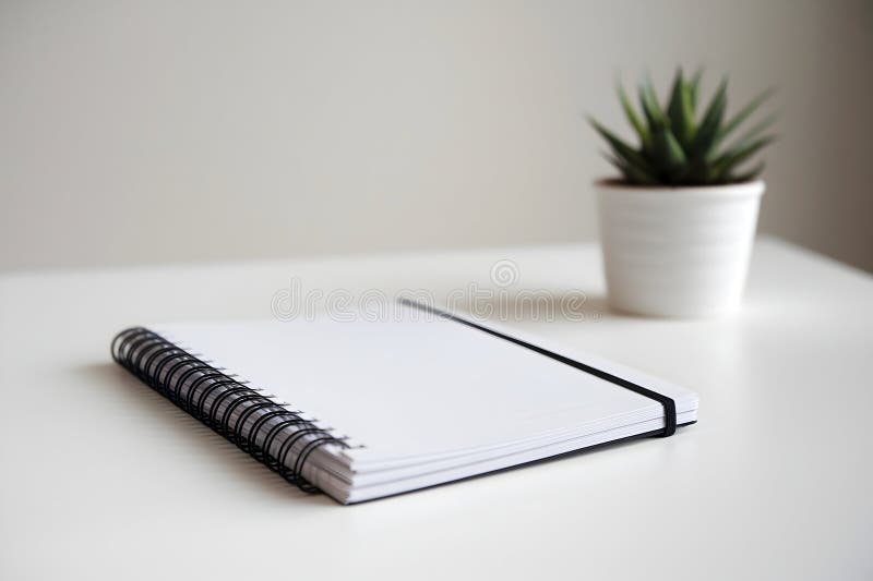 Closed Spiral Notebook with White Cover, Tilted Invitingly on White ...