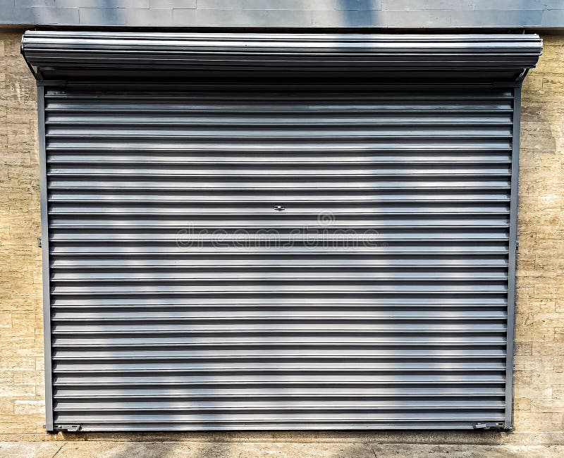 Closed Steel Shutter Door Storefront for Metal Door Background Stock ...