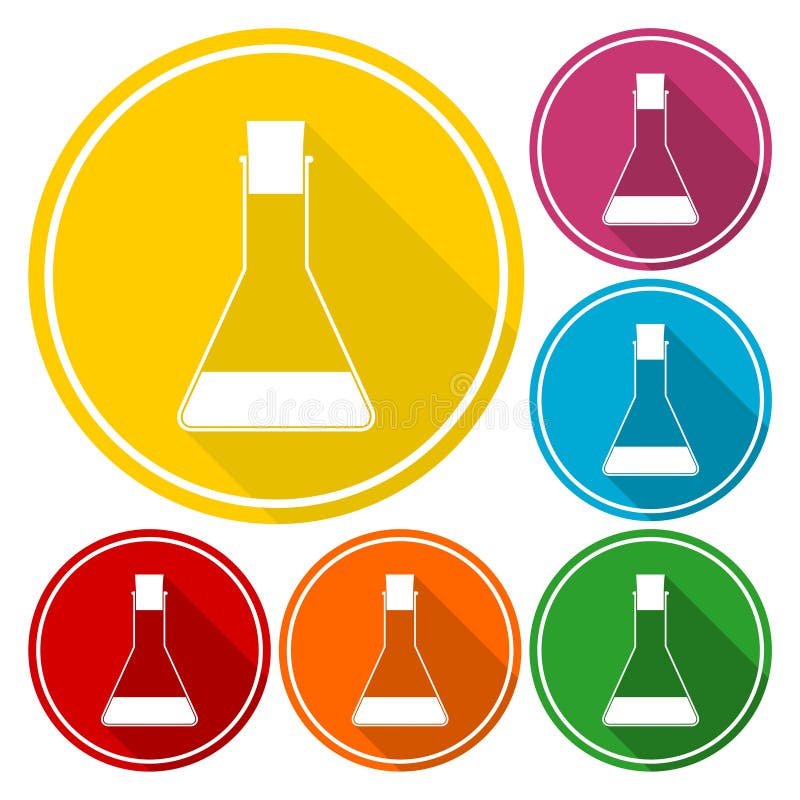 Closed Test Tube Icons Set with Long Shadow Stock Vector - Illustration ...