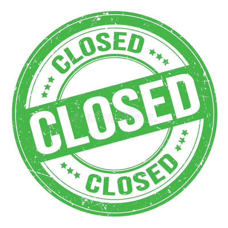 CLOSED Text Written on Green Round Stamp Sign Stock Illustration ...