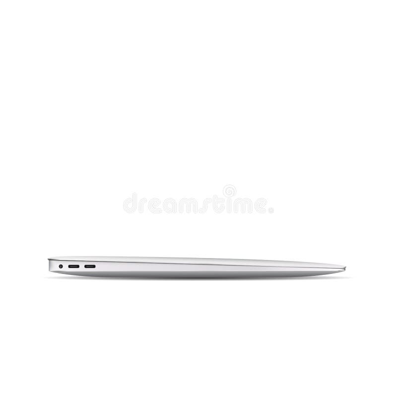 Closed Thin Laptop with USB Ports. Portable Computer Isolated on White ...