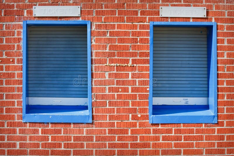 Closed Ticket Windows stock image. Image of brick, building - 19736209