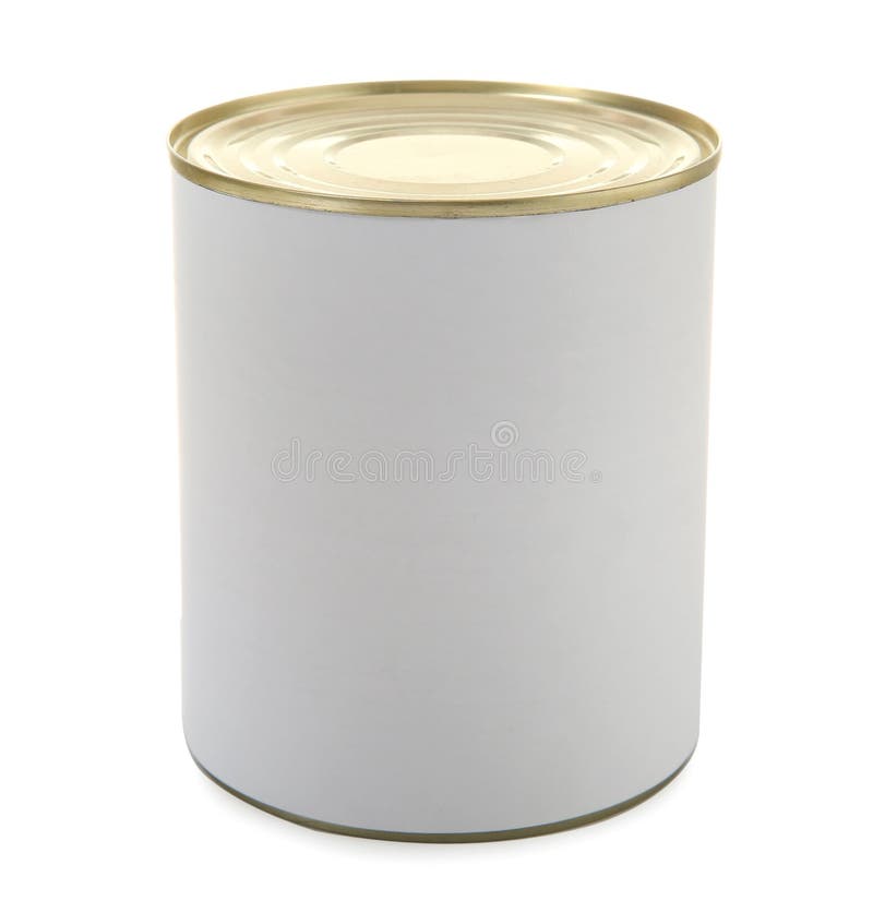 Closed Tin Can Isolated on White, Mockup for Stock Photo - Image of ...