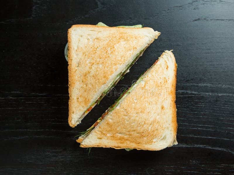 Closed Triangle Sandwiches with Different Fillings Stock Photo - Image ...