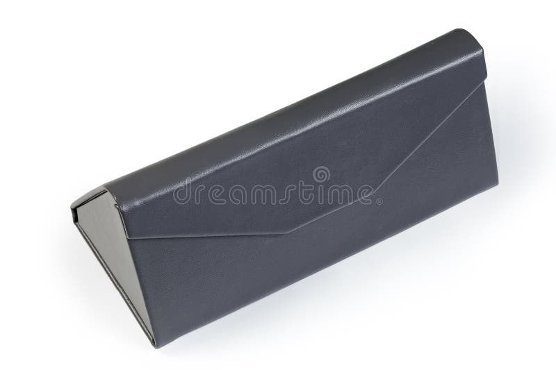 Closed Triangular Gray Hard Spectacle Case on a White Background Stock ...