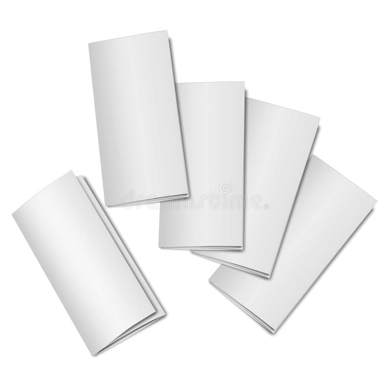 Closed A4 Trifold Blank White Paper Brochures - Vector Mockup. Folding ...
