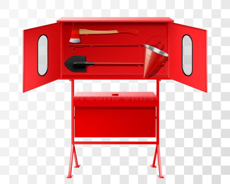 A Closed-type Fire-fighting Equipment Stand of Red Color with Doors on ...