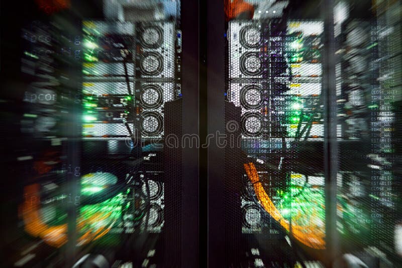 Back of Server. Blue Technology Background Stock Image - Image of ...