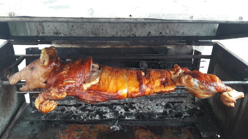 Closed Up BBQ Grilled Pork on Fire Ready To Dinner Stock Image - Image ...
