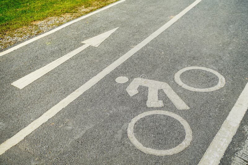 Bicycle Lane, Bike Lane and Direction Arrow Stock Image - Image of ...
