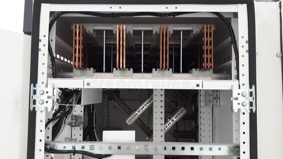Closed Up Copper Busbar Install Inside Main Distribution Panel Stock ...
