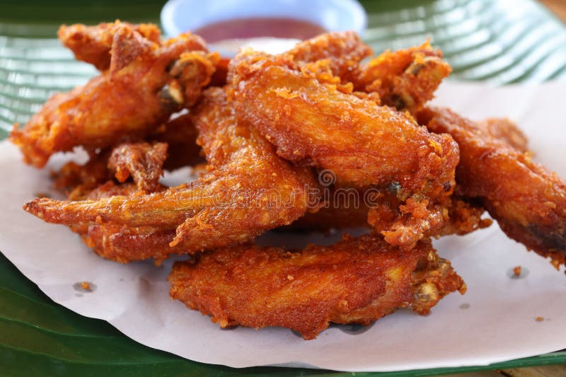 Closed Up Fried Battered Chicken Wings Appetizer Cooked in Deep Fried ...
