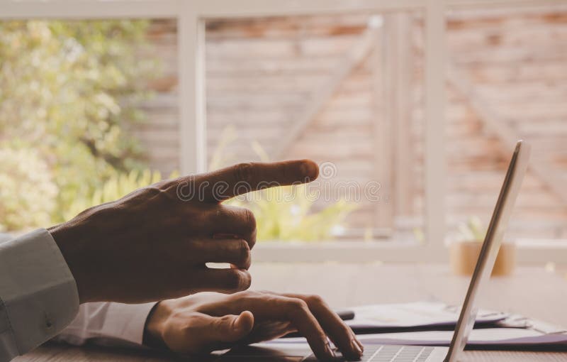 Closed Up Hand Pointing on Laptop Stock Photo - Image of analysis ...