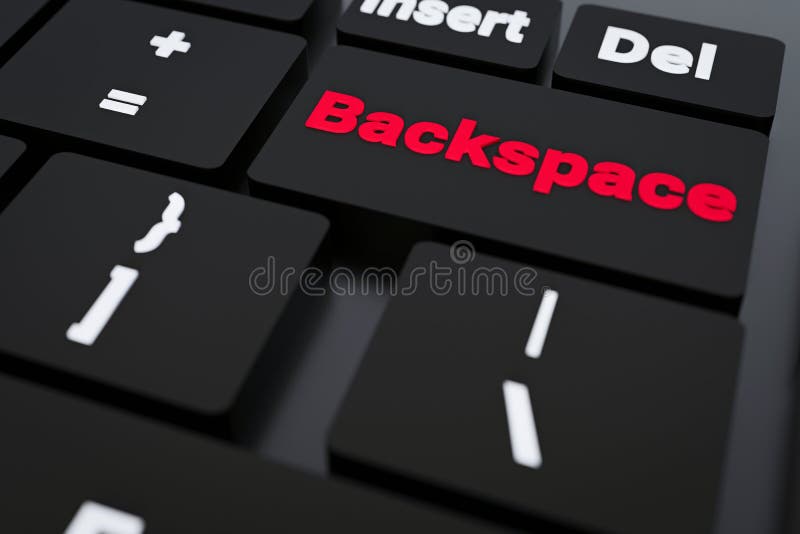 Closed Up Image of Red Backspace Button on the Keyboard, Fix a Mistake ...
